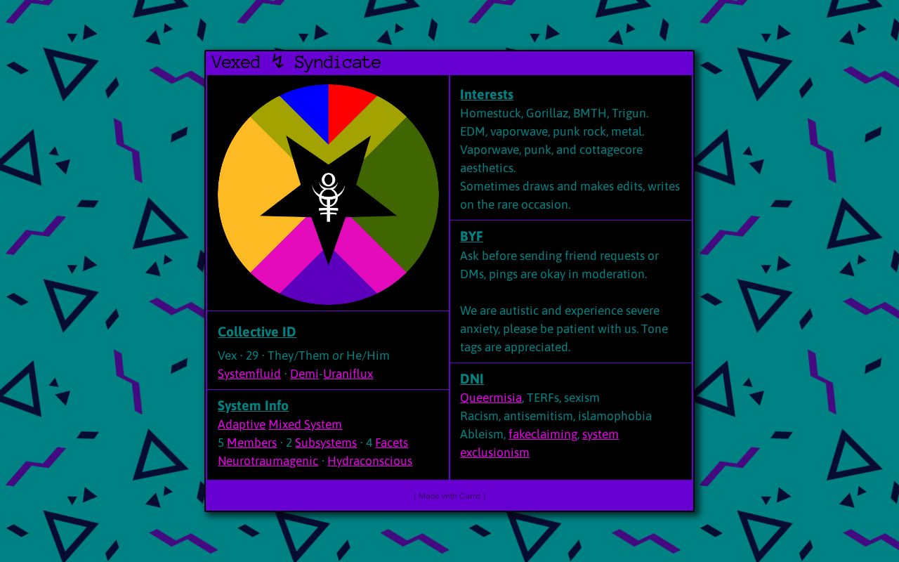 Vexed ↯ Syndicate Carrd